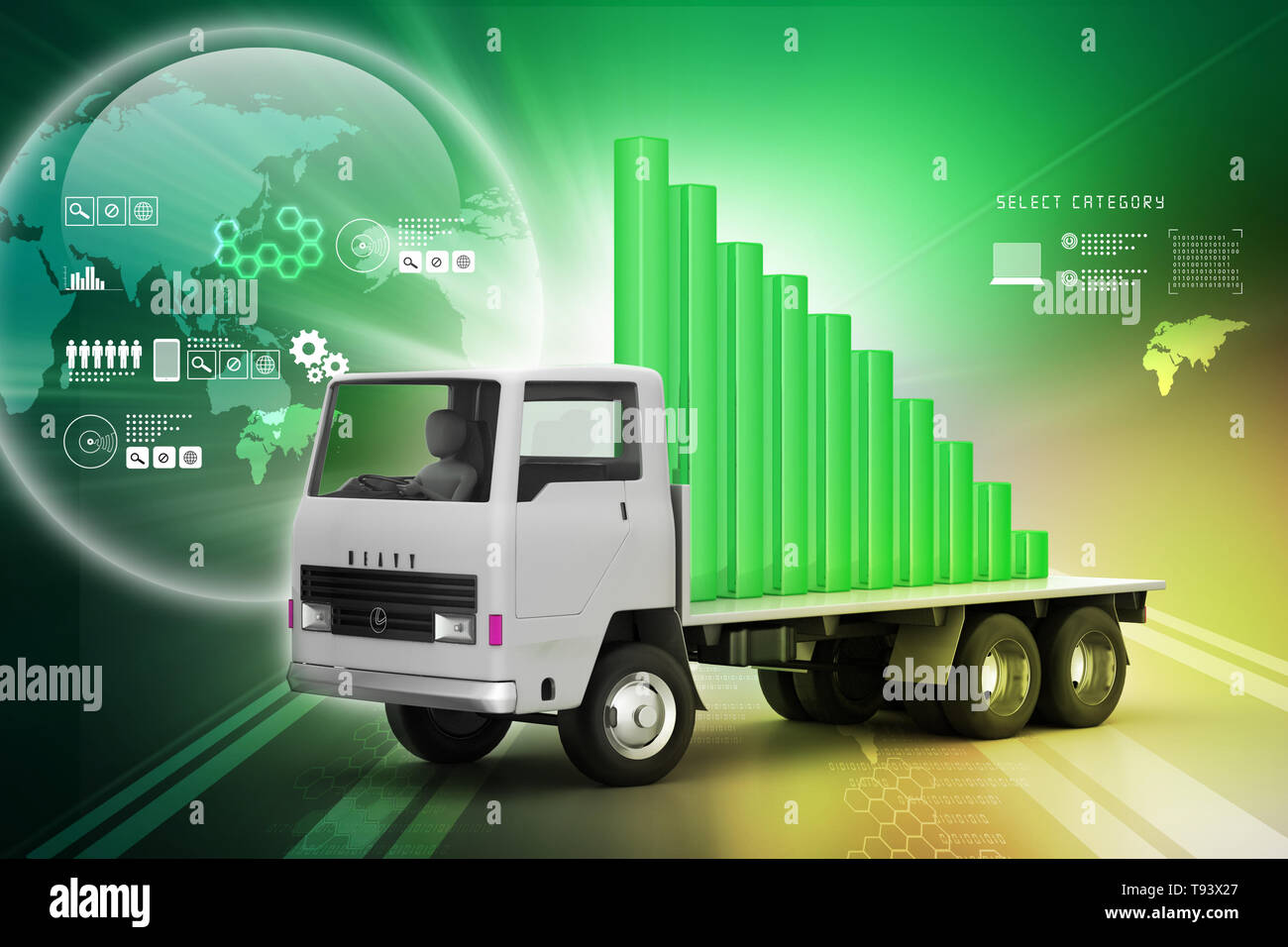 Transportation of business graph in truck Stock Photo - Alamy
