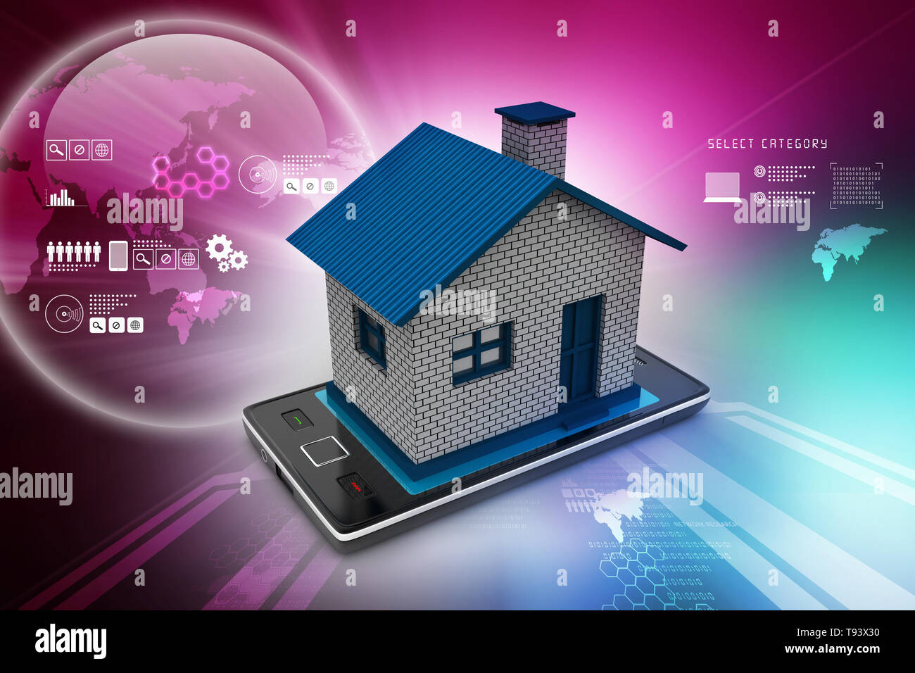 home with smart phone Stock Photo - Alamy