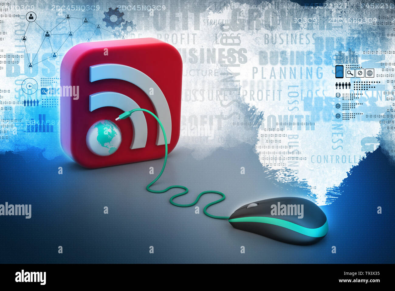 computer mouse with RSS icon Stock Photo - Alamy