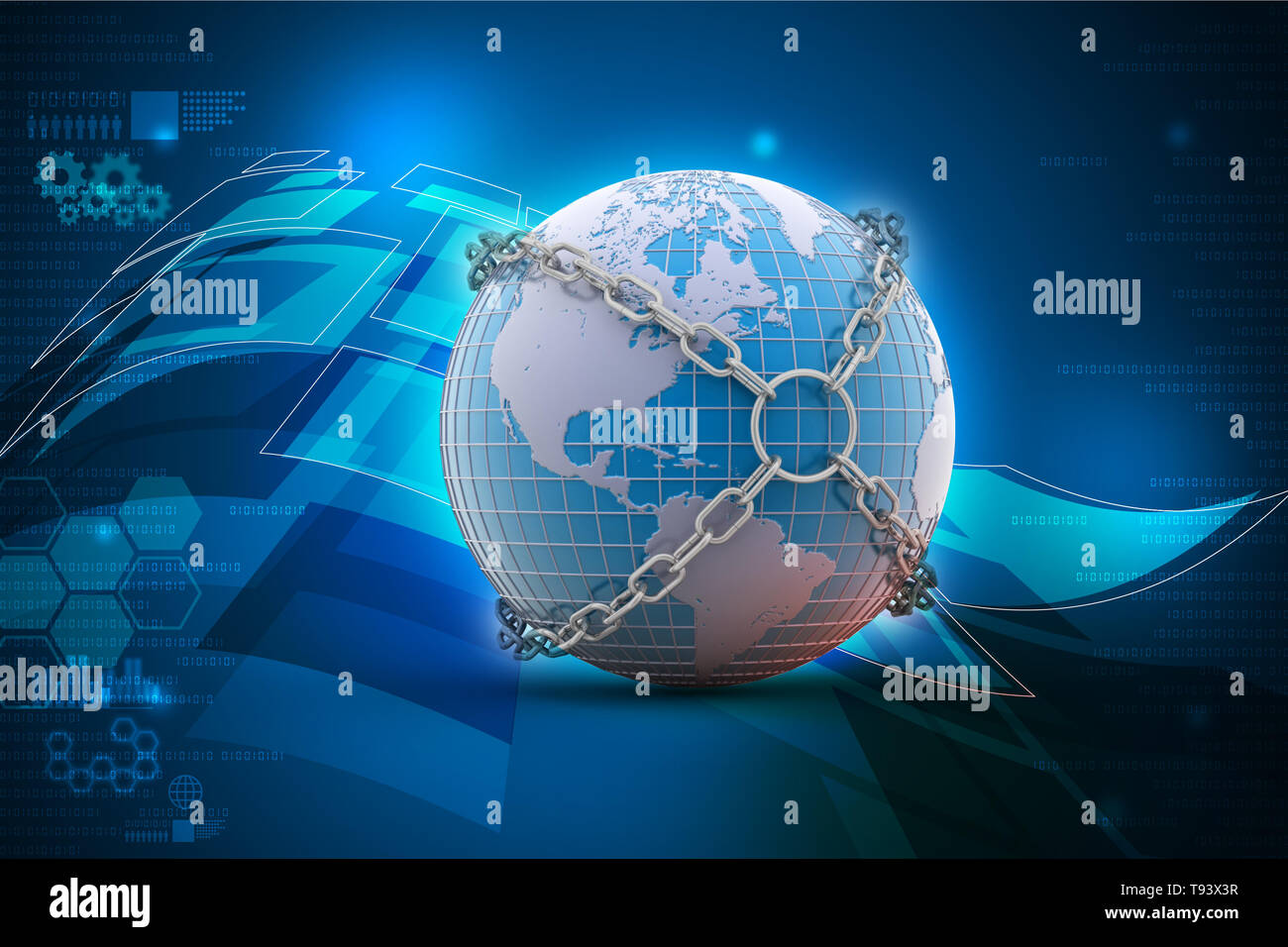 Earth globe close in chain Stock Photo - Alamy