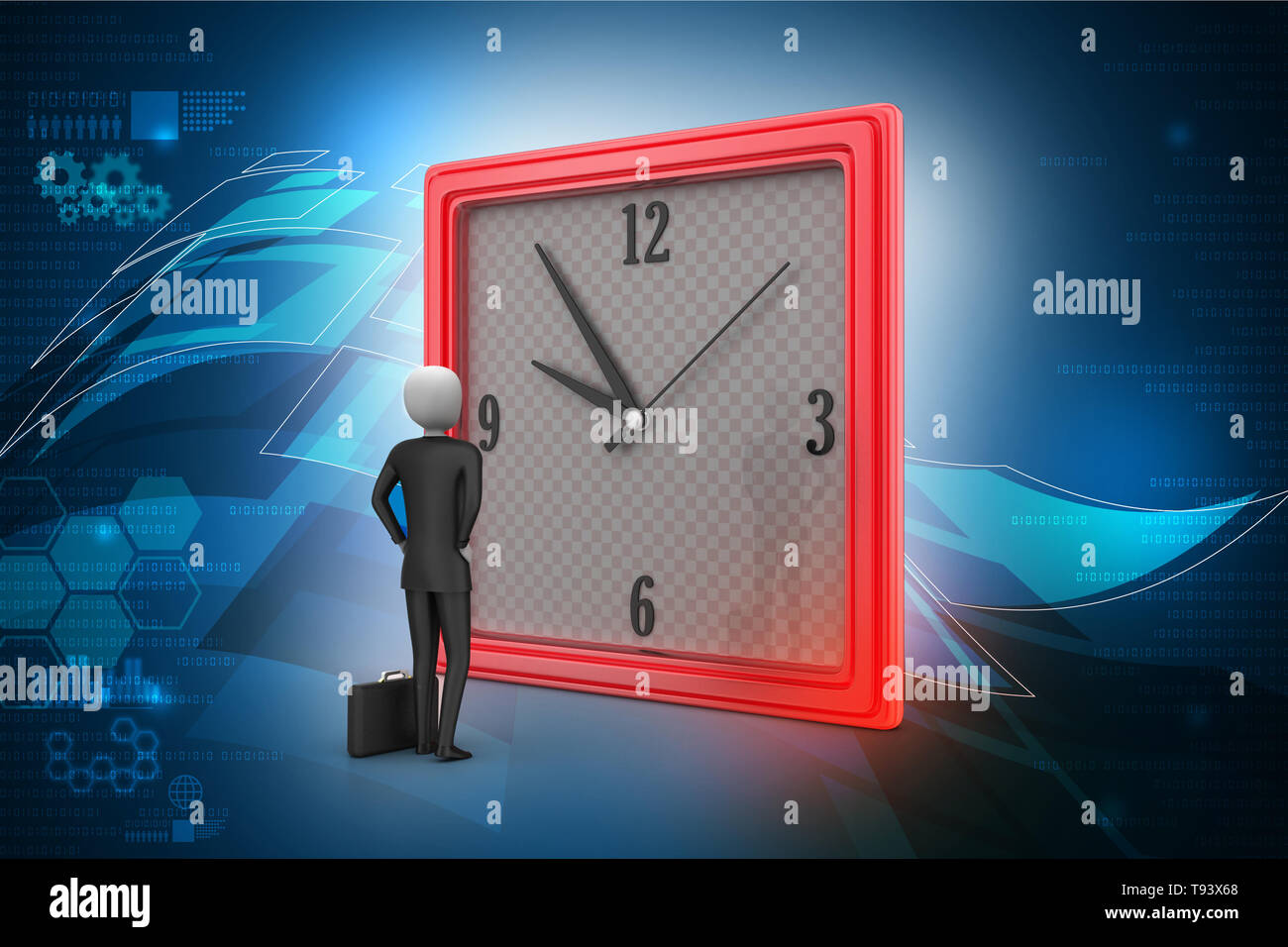 3d man watching the clock Stock Photo - Alamy