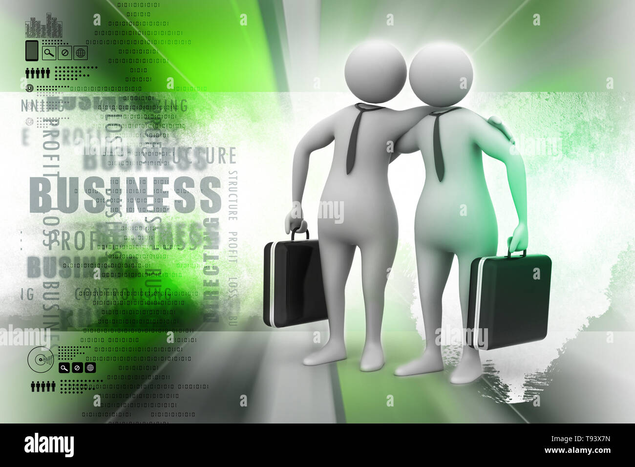 Two business people communicate together Stock Photo - Alamy