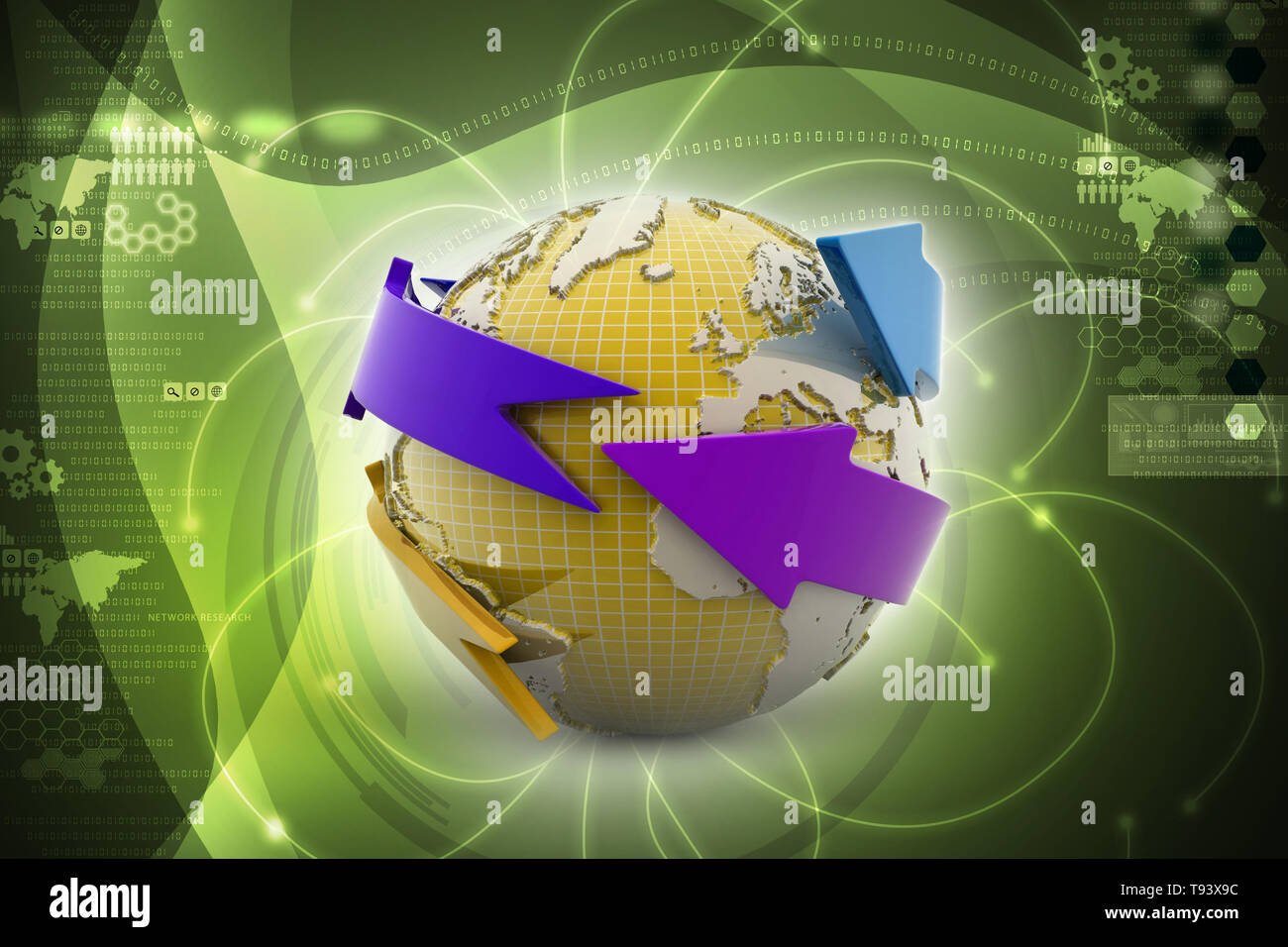 Earth with arrow circle around Stock Photo - Alamy