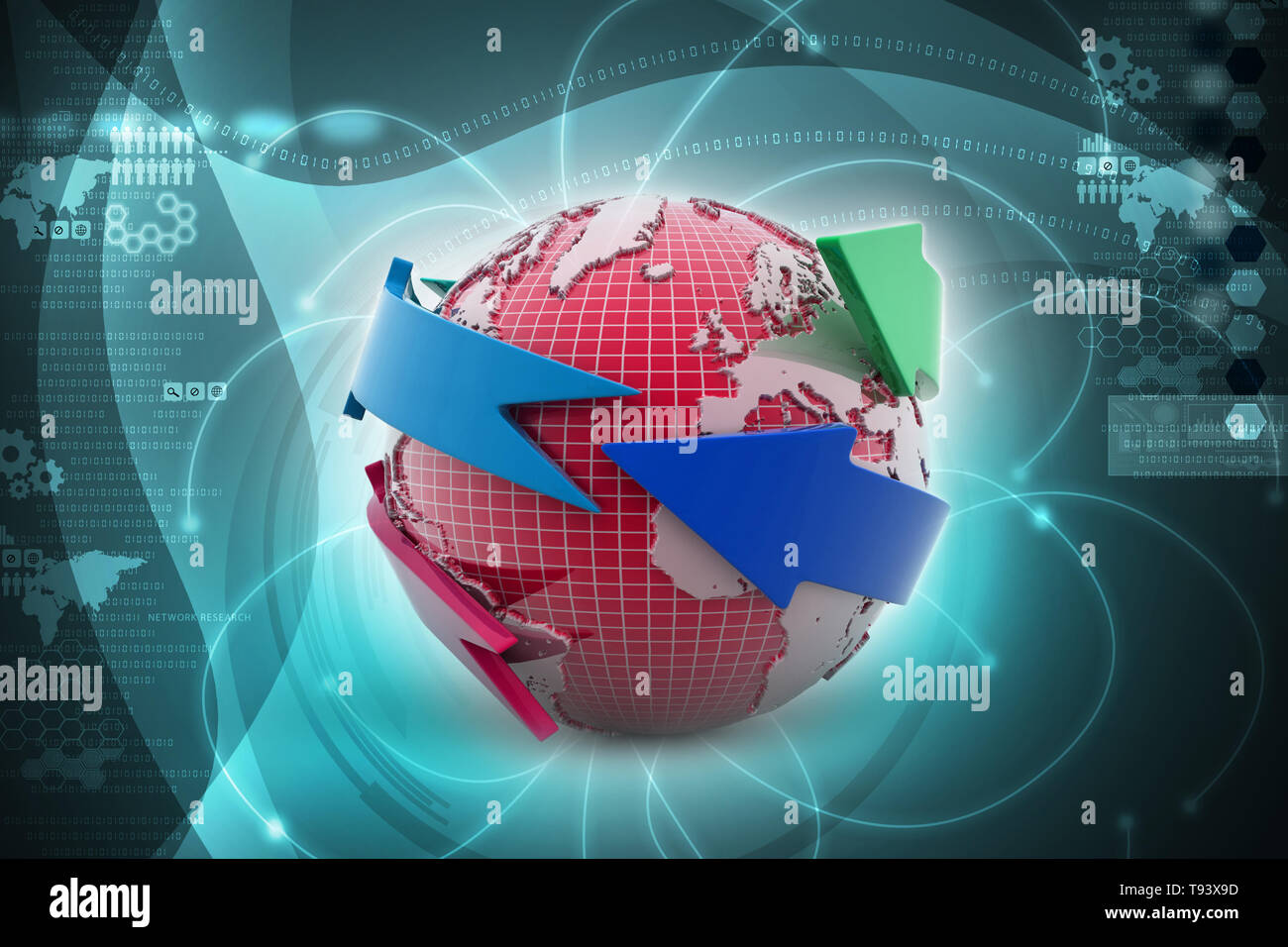 Earth with arrow circle around Stock Photo - Alamy