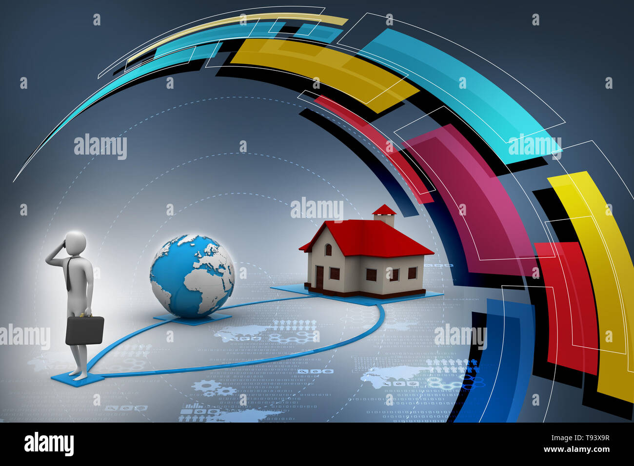 3d man with house Stock Photo - Alamy