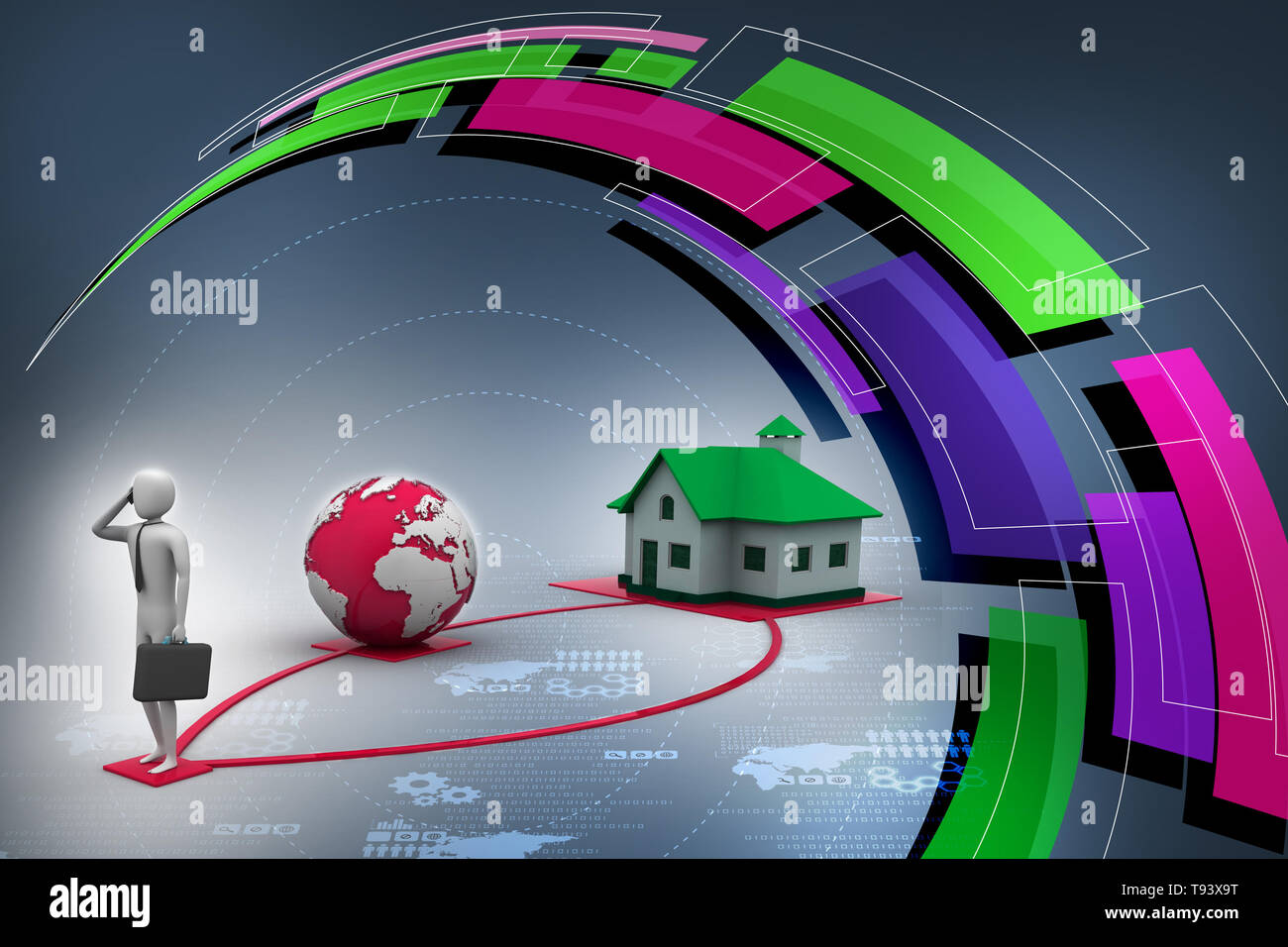 3d man with house Stock Photo - Alamy