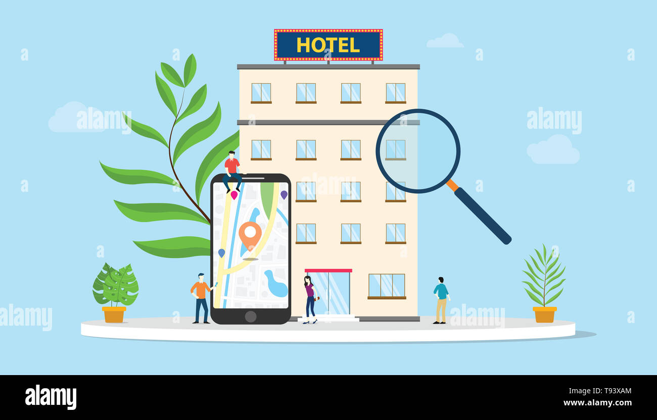 find hotel or search hotels concept with smartphone maps gps location ...