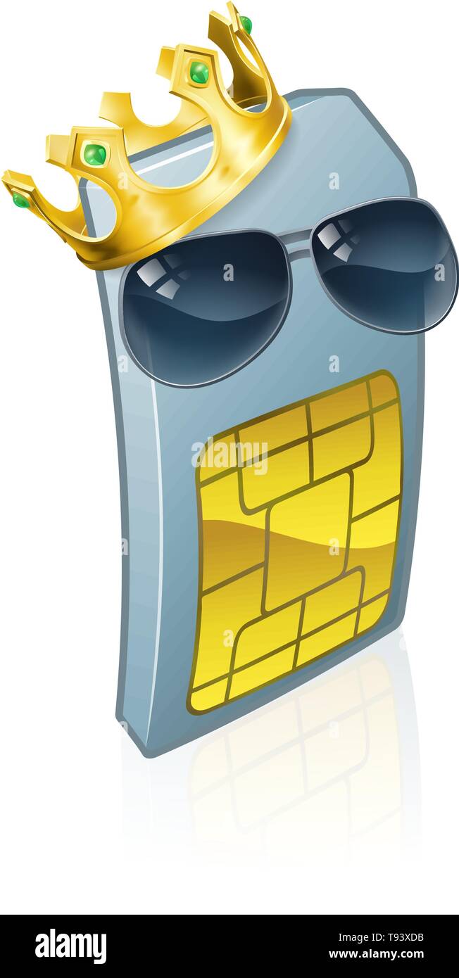 Sim Card Cool King Cool Mobile Phone Cartoon Stock Vector Image & Art ...