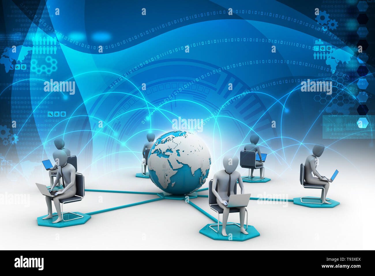 Networking people with globe Stock Photo - Alamy