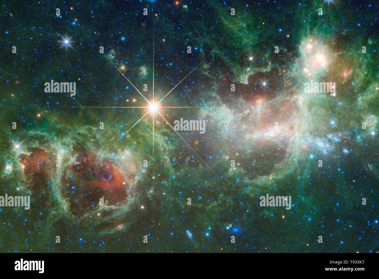 Outer space art. Nebulas, galaxies and bright stars in beautiful ...