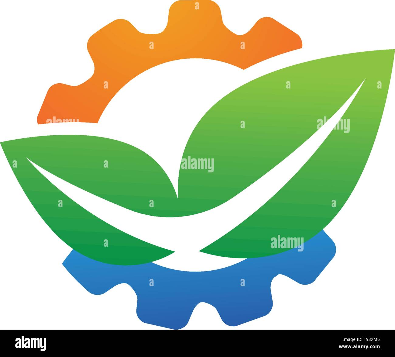 gear logo green Tree leaf ecology nature element vector Stock Vector ...