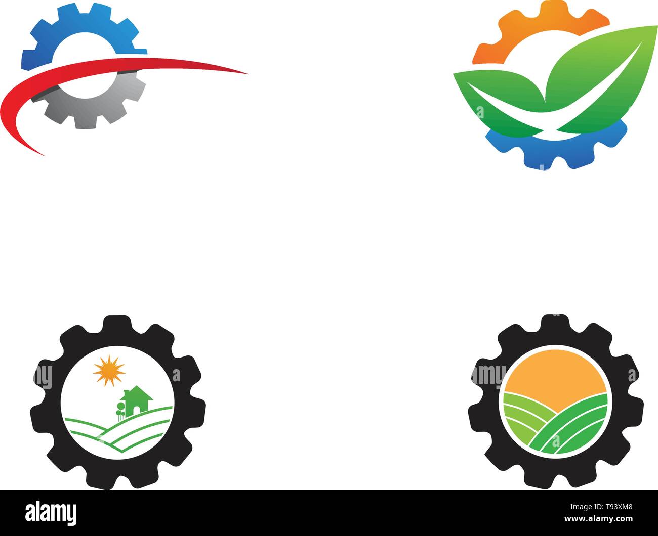 gear logo green Tree leaf ecology nature element vector Stock Vector ...