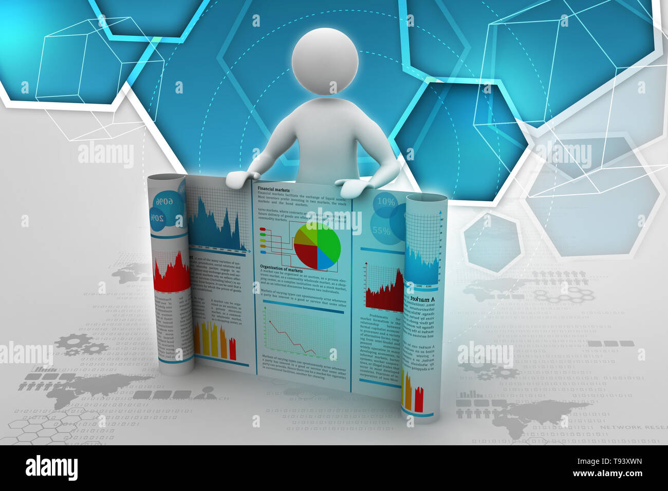 3d man showing the business report Stock Photo - Alamy