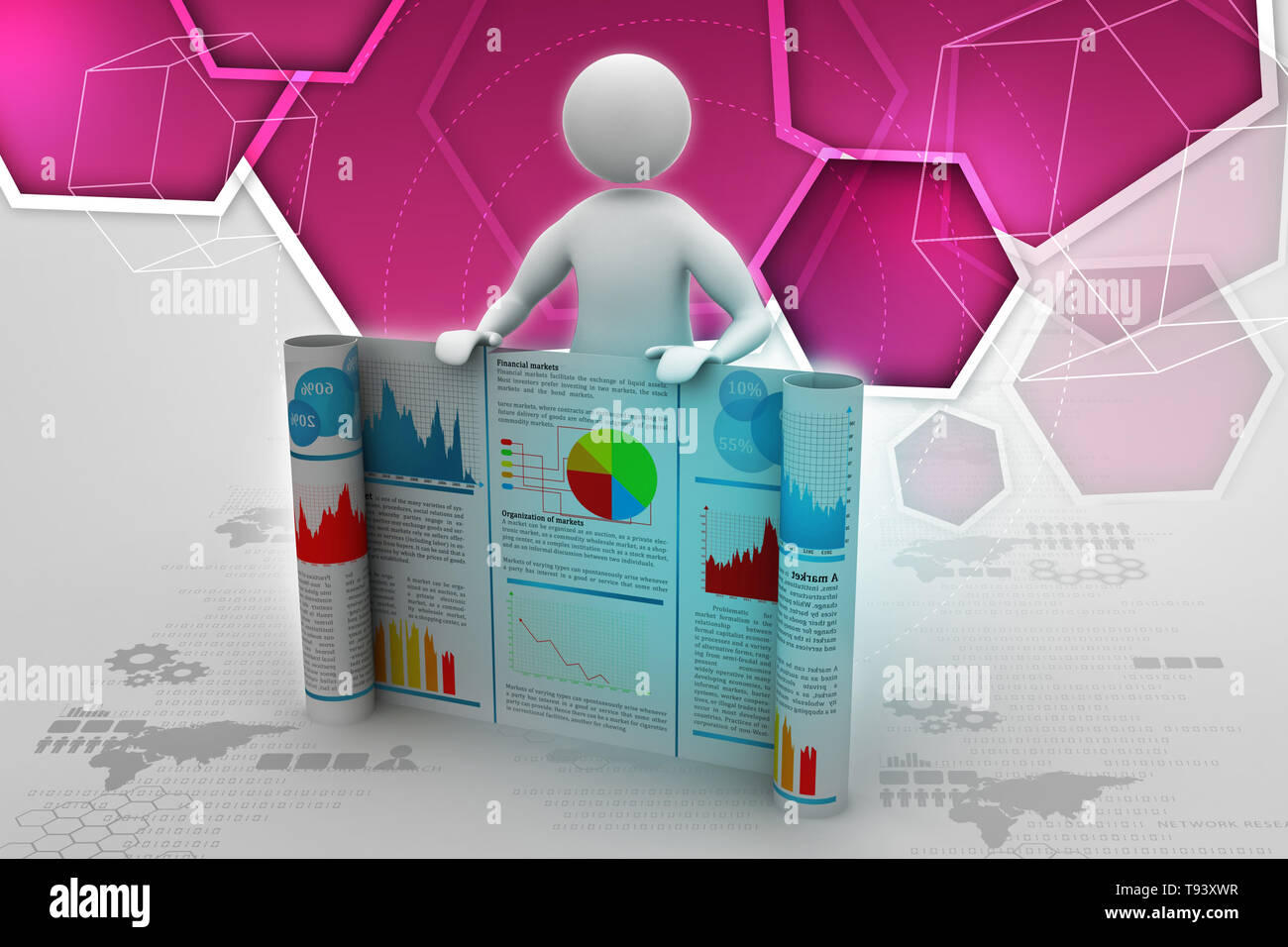 3d man showing the business report Stock Photo - Alamy