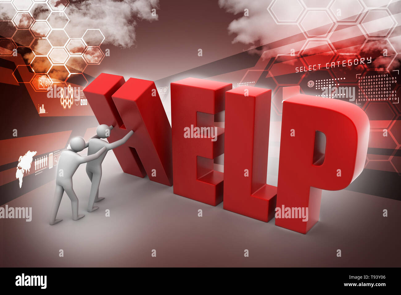 3d people with help text Stock Photo - Alamy