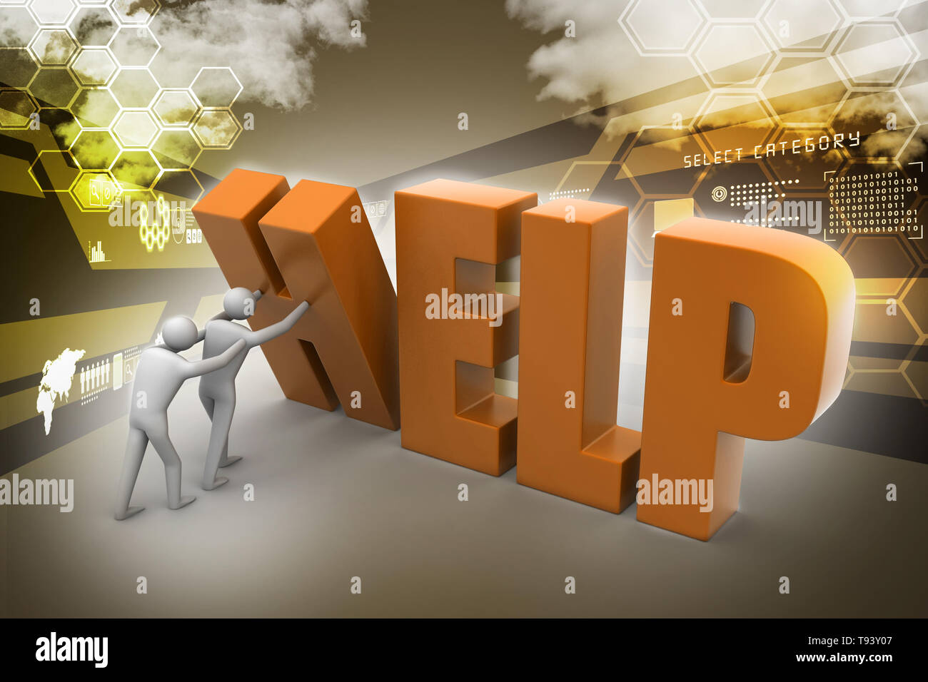 3d people with help text Stock Photo - Alamy