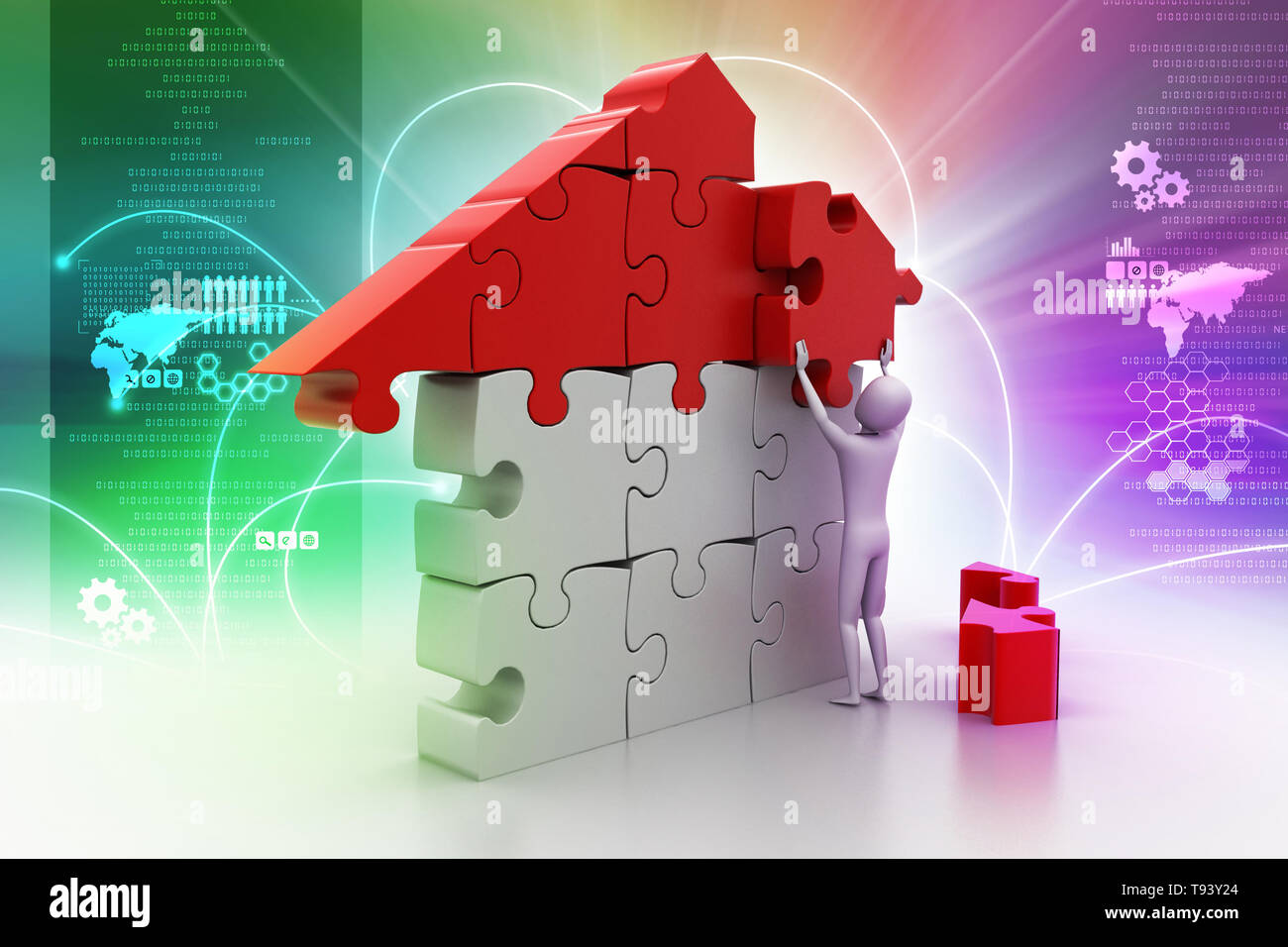 3d man, building the house Stock Photo - Alamy