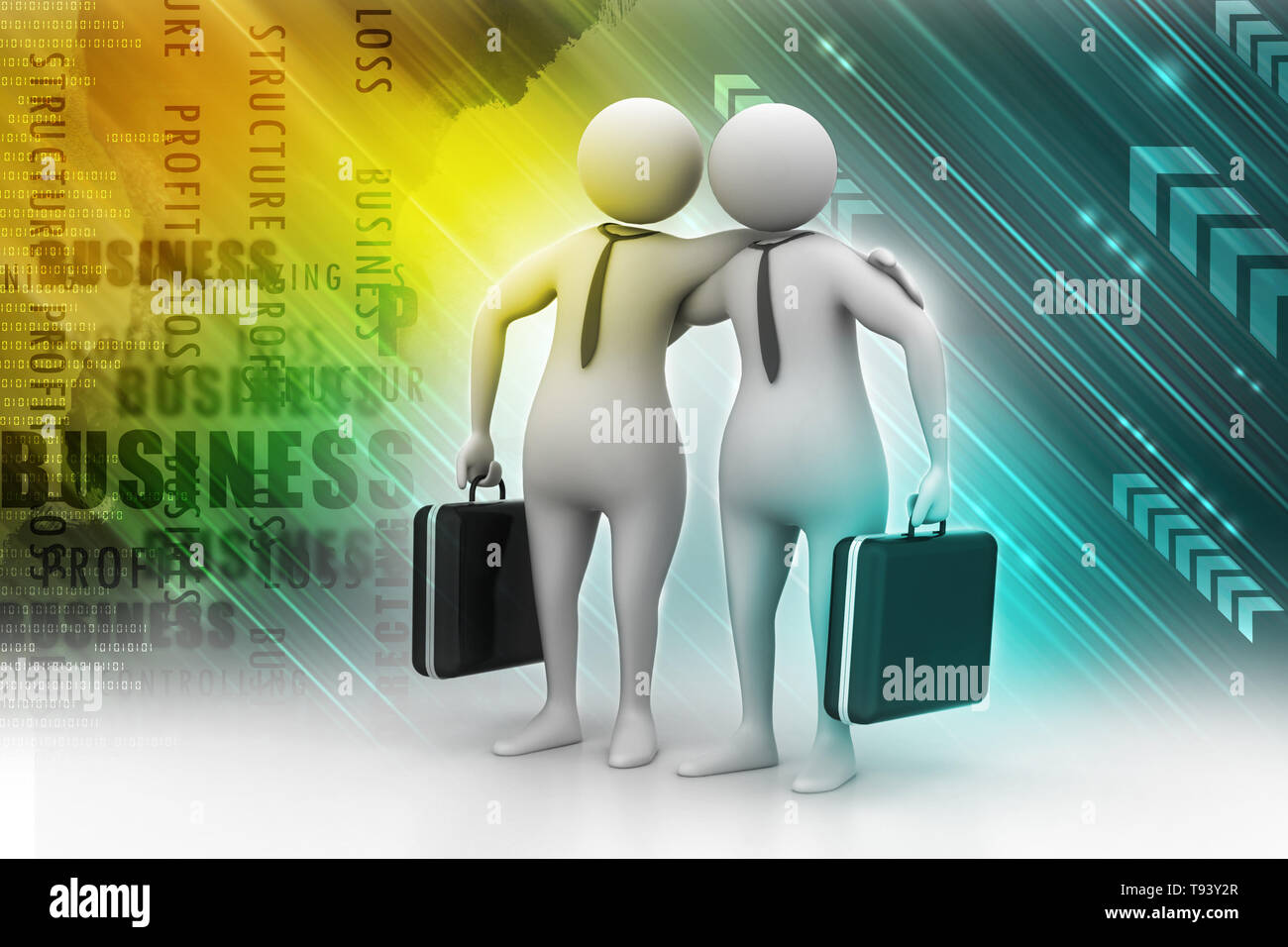 Two business people communicate together Stock Photo - Alamy