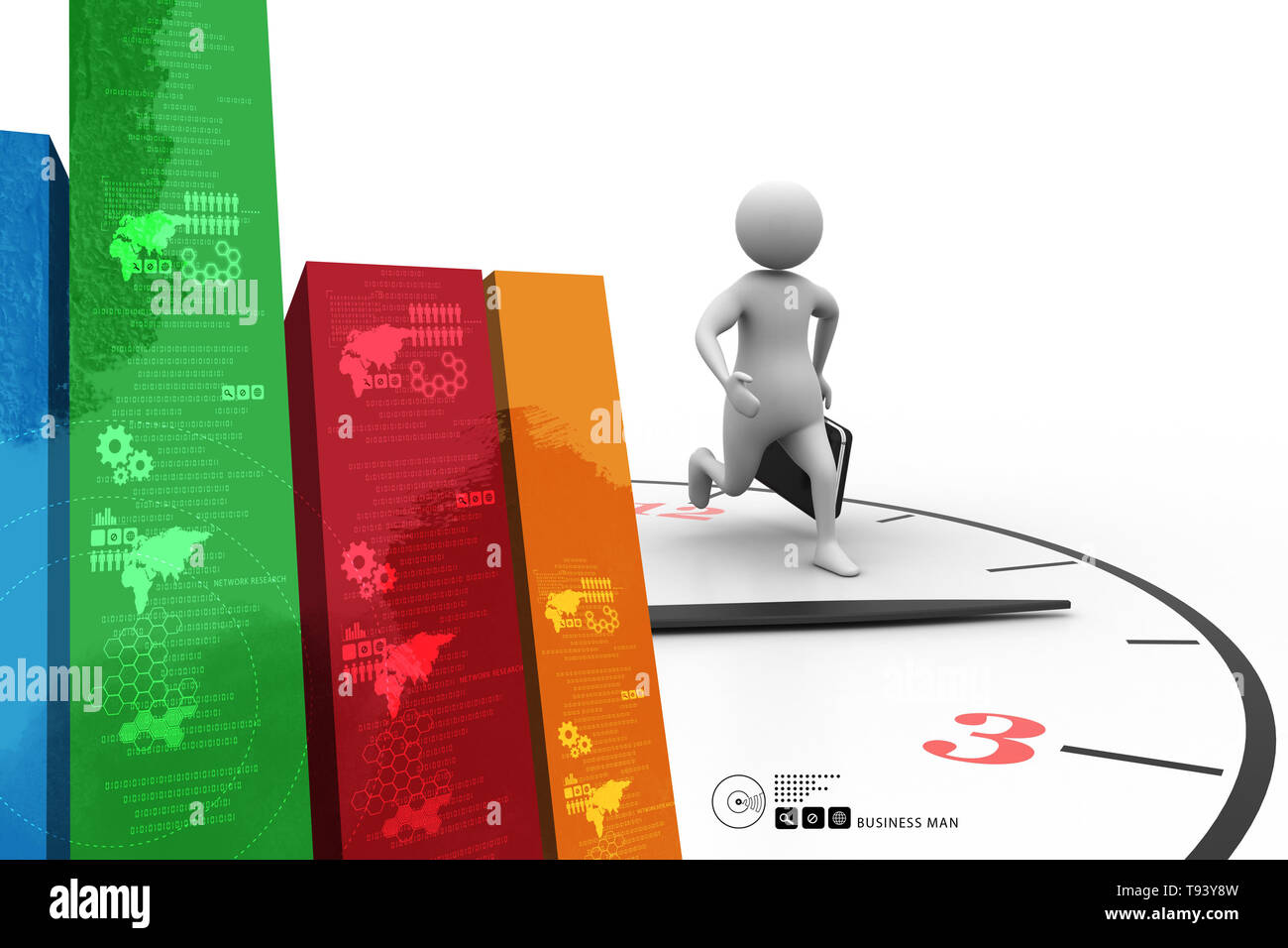 business man running on a large clock Stock Photo - Alamy