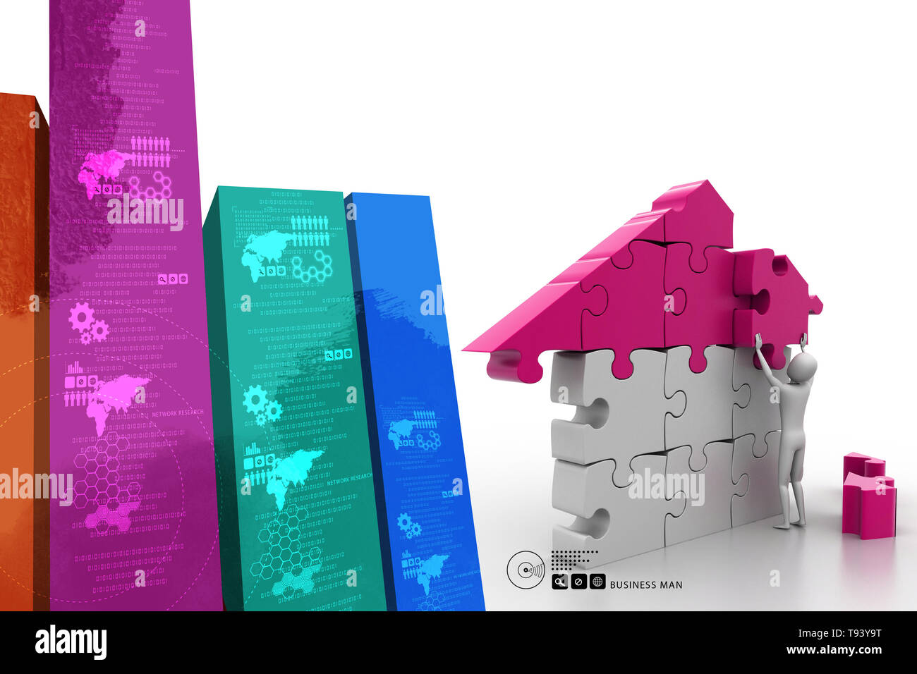 3d man, building the house Stock Photo - Alamy