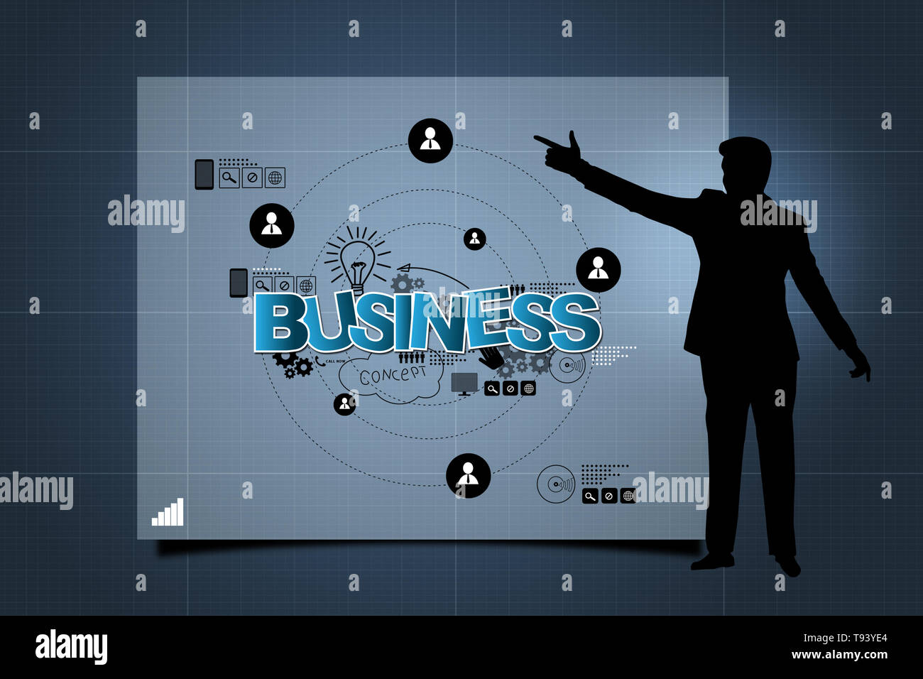 Business man pushing graph chart Stock Photo - Alamy