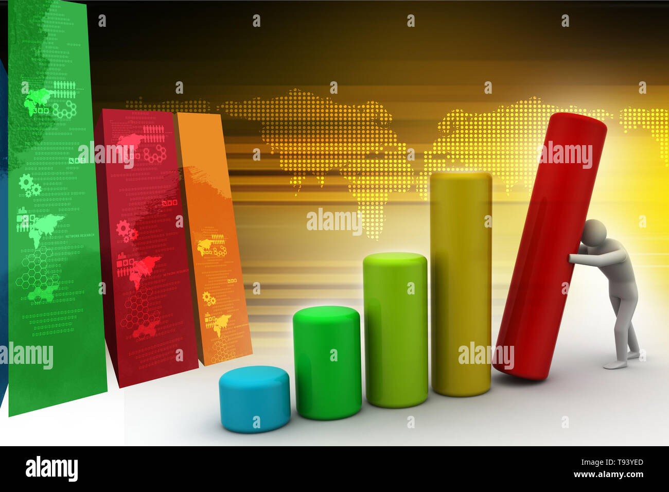 Business man pushing graph chart Stock Photo - Alamy