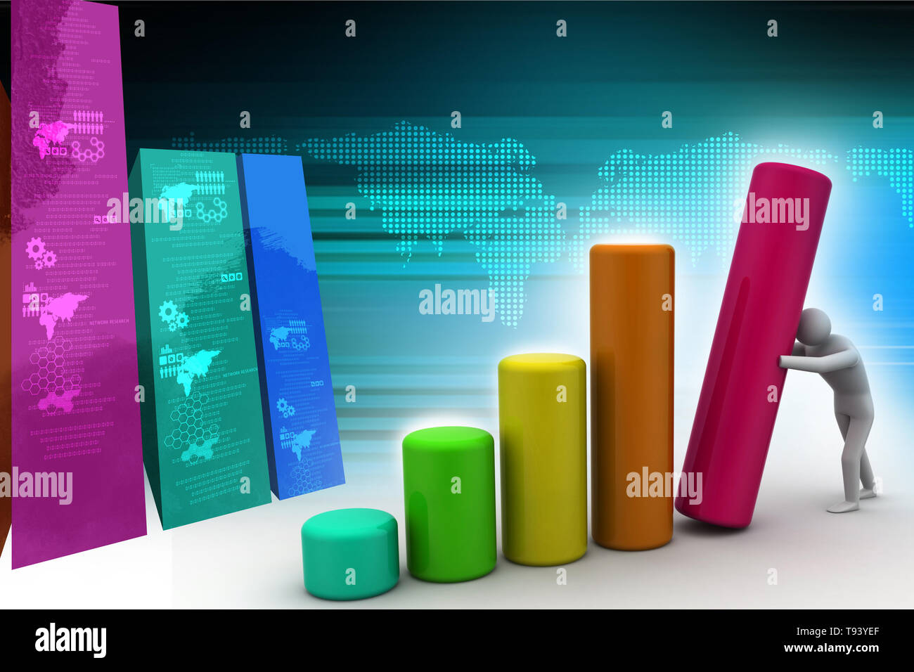 Business man pushing graph chart Stock Photo - Alamy