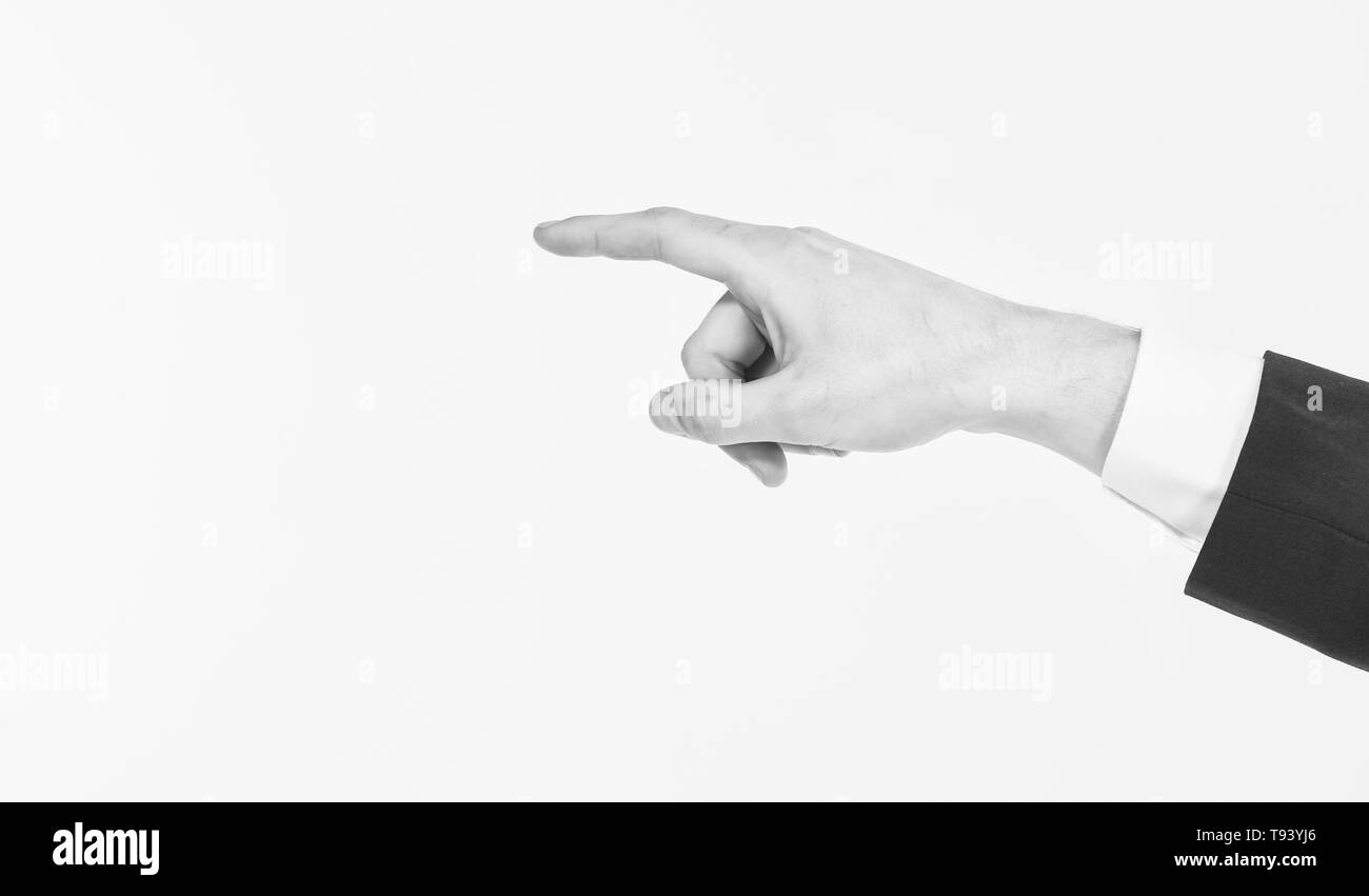 Show finger up and point Black and White Stock Photos & Images - Alamy
