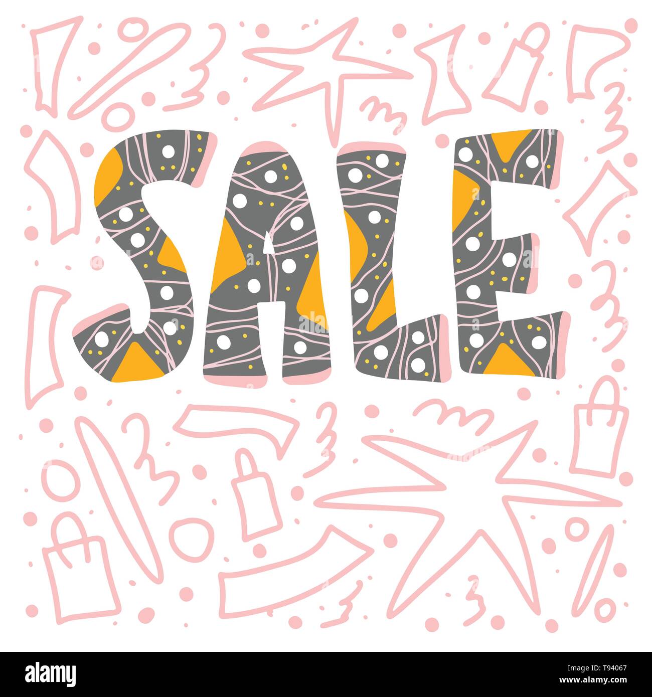 Sale banner template. Poster with text and promotion symbols. Vector ...