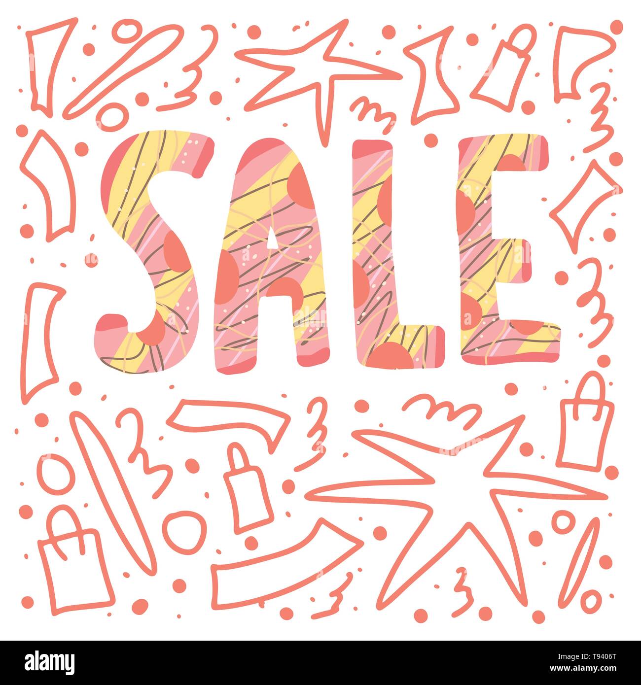 Sale banner template. Poster with text and promotion symbols. Vector ...