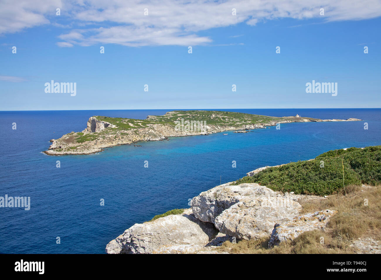 view on Caprara island and lighthouse Stock Photo - Alamy