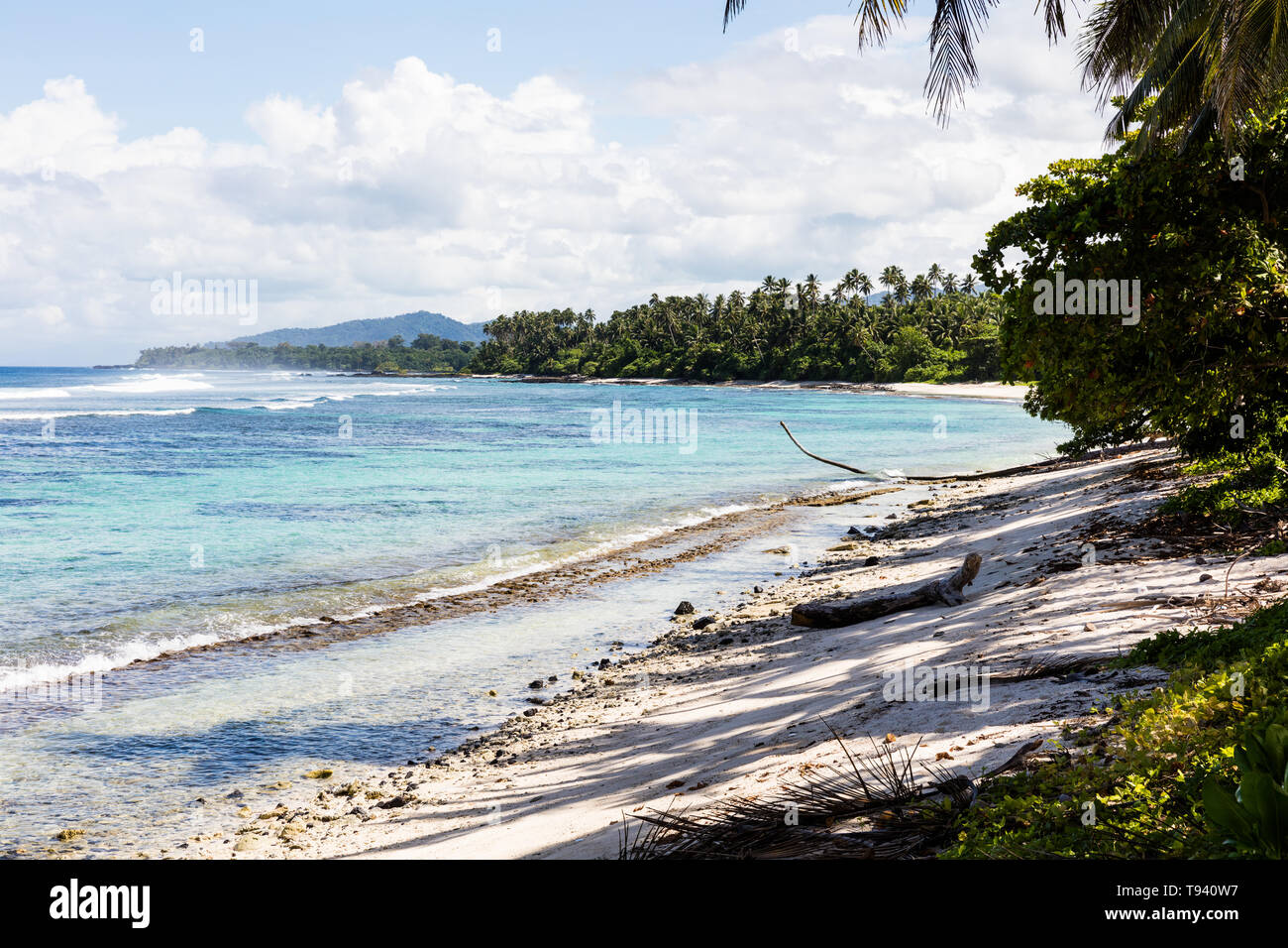 Tropical scenery view on beach in Polynesia with perfect white sand ...