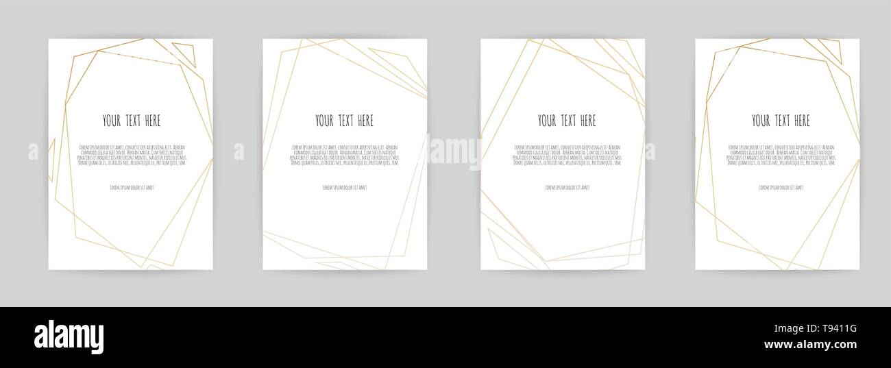 Wedding Invitation, invite card design with Geometrical art lines, gold ...