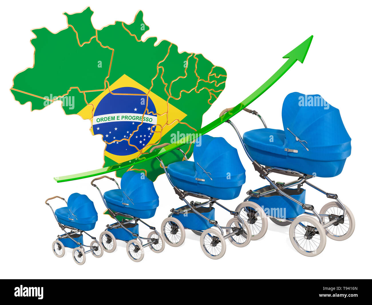 Growing birth rate in Brazil, concept. 3D rendering isolated on white ...