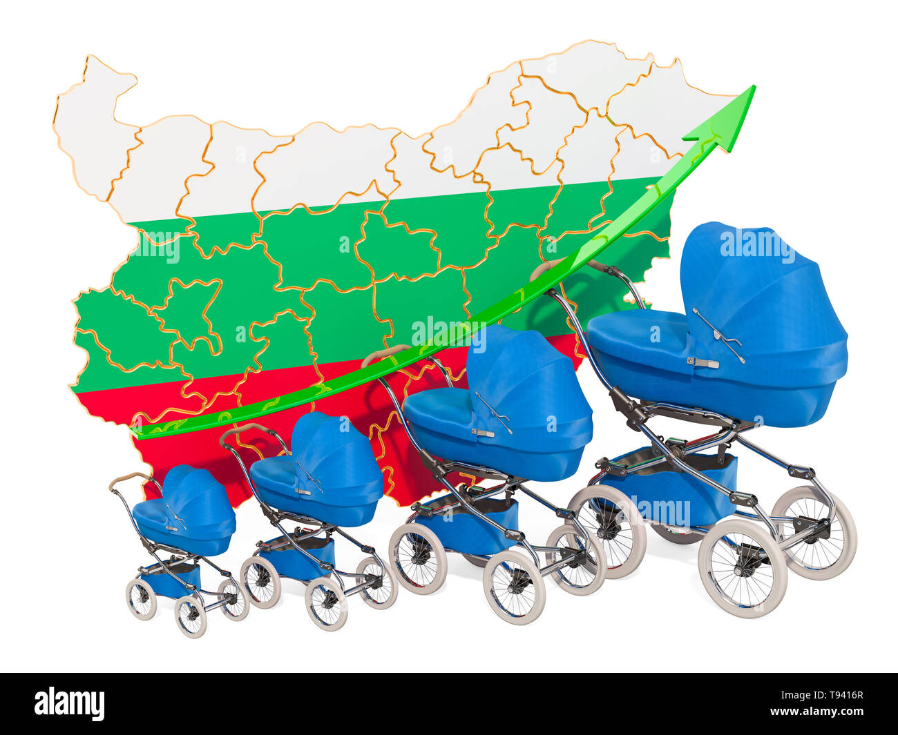 Growing birth rate in Bulgaria, concept. 3D rendering isolated on white ...