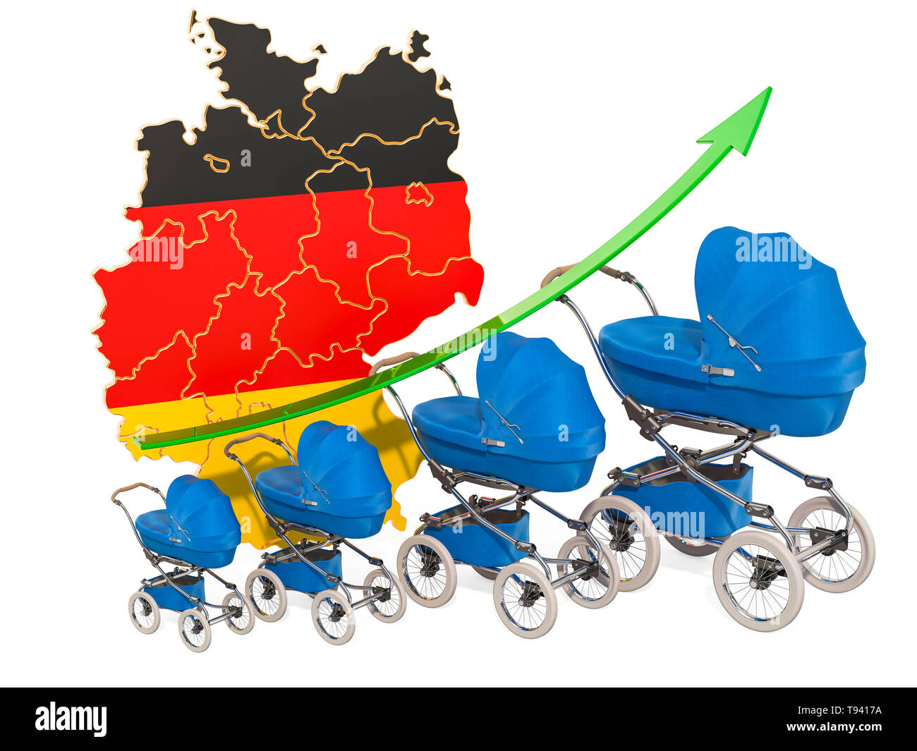 Growing birth rate in Germany, concept. 3D rendering isolated on white ...