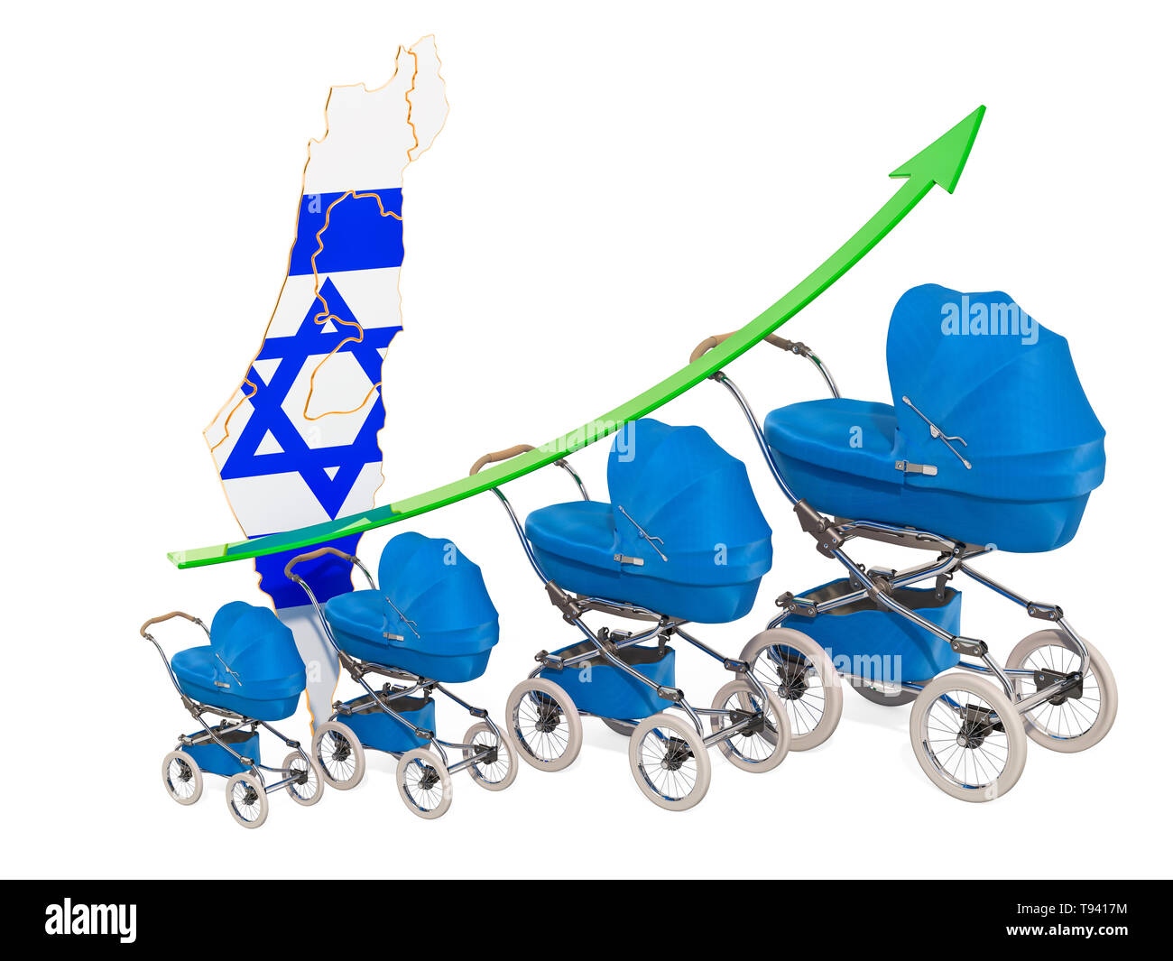 Growing birth rate in Israel, concept. 3D rendering isolated on white ...