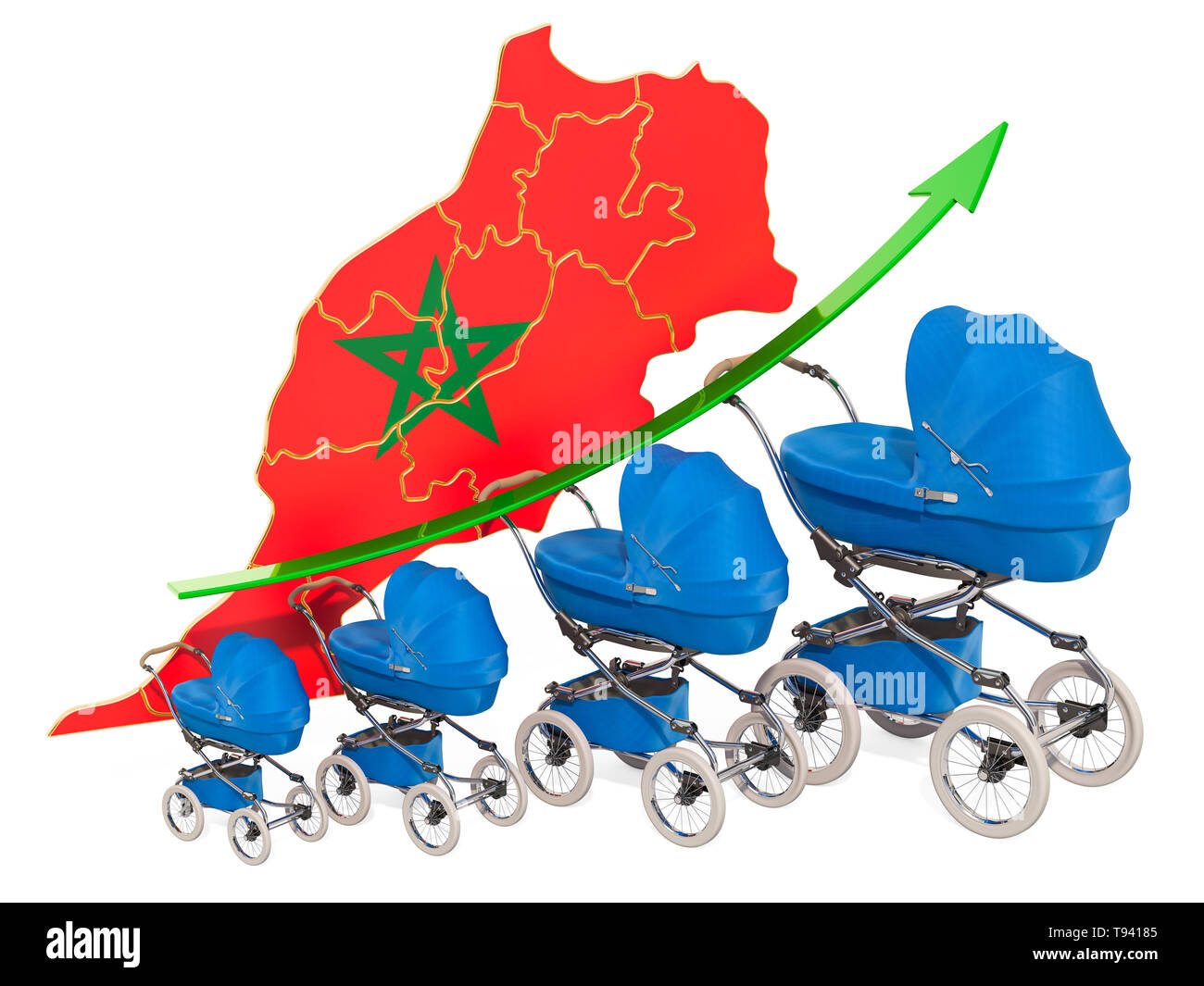 Growing birth rate in Morocco, concept. 3D rendering isolated on white ...
