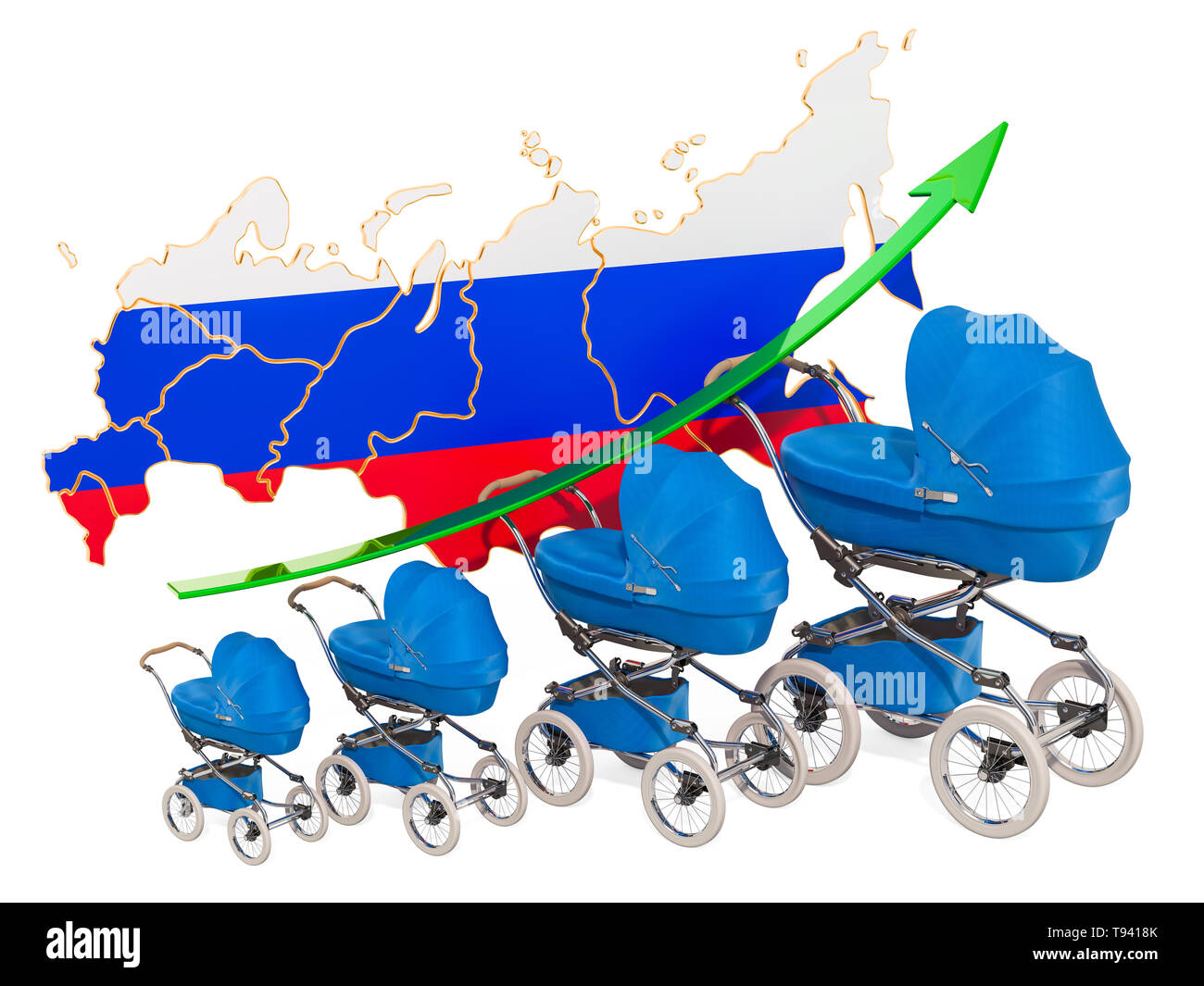 Growing birth rate in Russia, concept. 3D rendering isolated on white ...