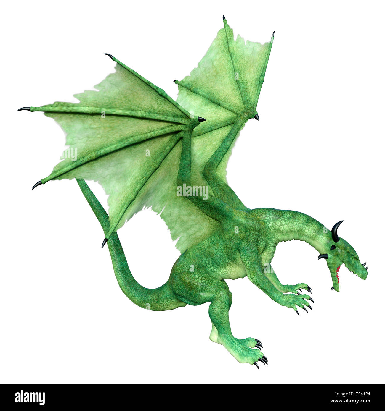 3D rendering of a fantasy dragon isolated on white background Stock ...