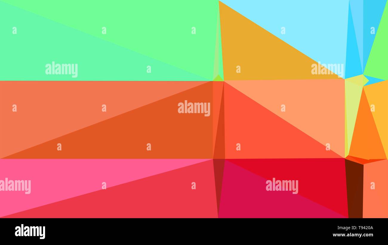 Abstract color triangles geometric background with tomato, aqua marine ...