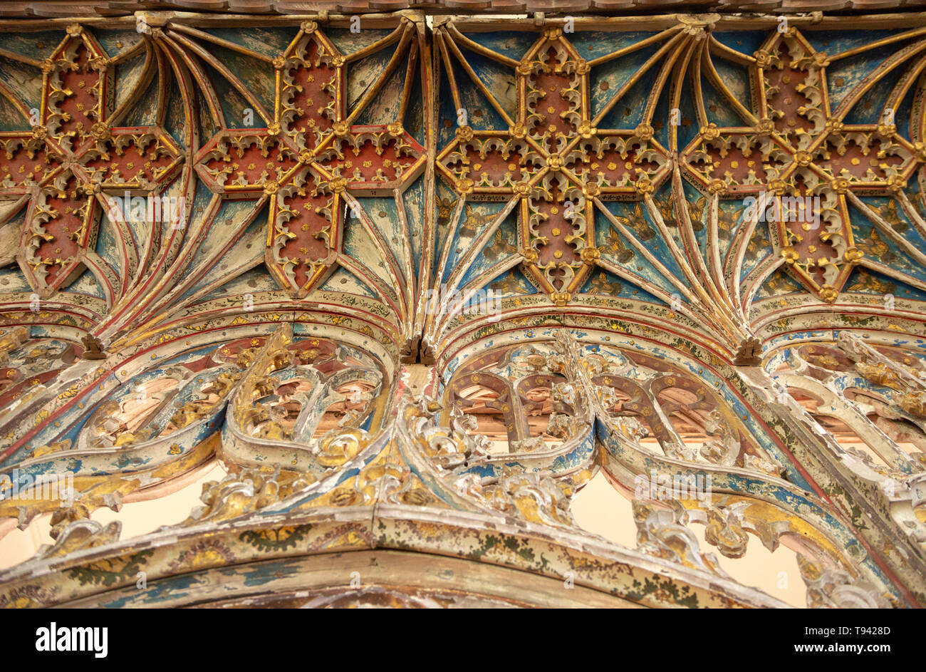 Elaborately decorated wooden rood screen in church of Saint Andrew ...