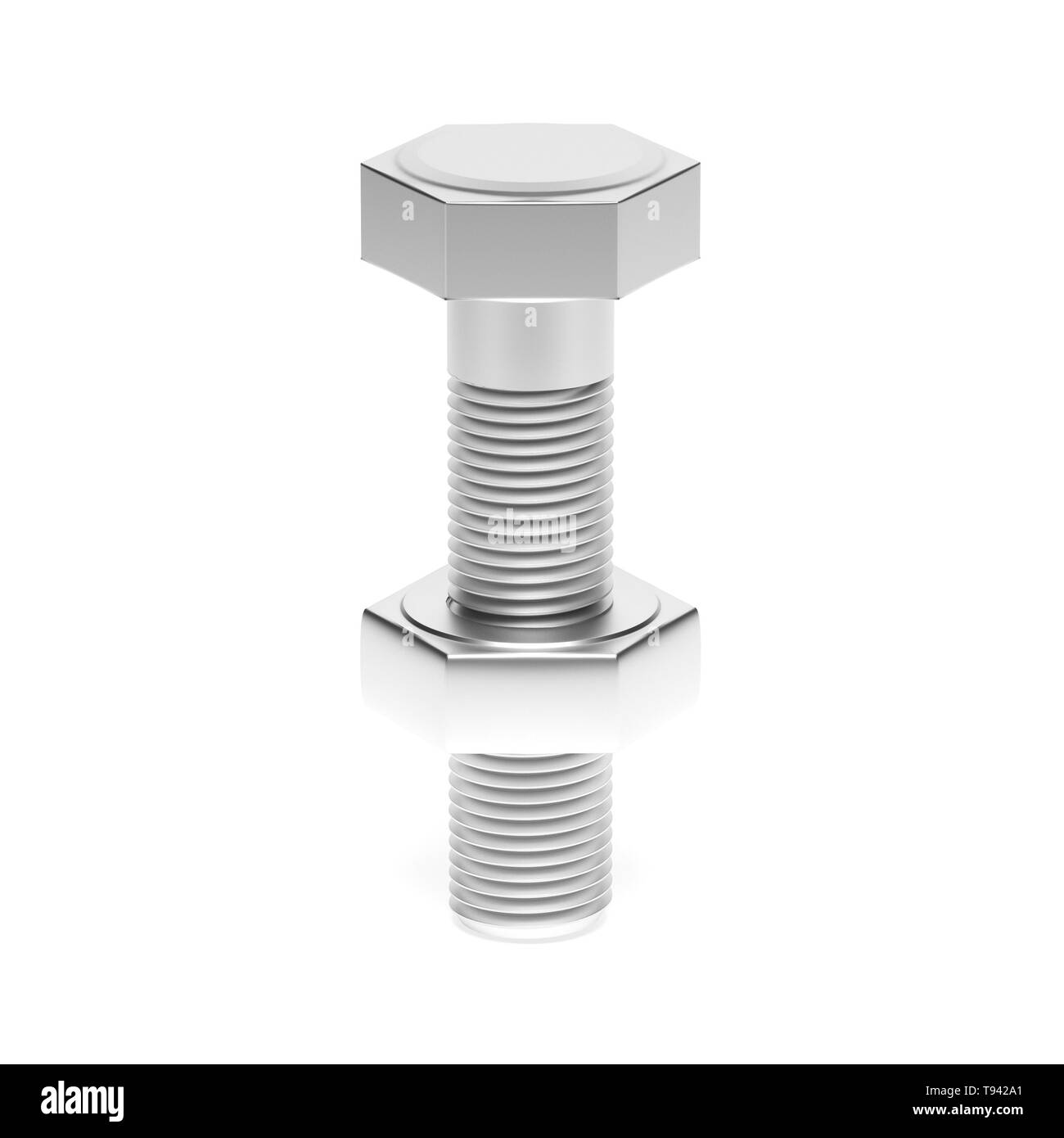 Metal bolt with nut. 3d rendering illustration isolated on white ...