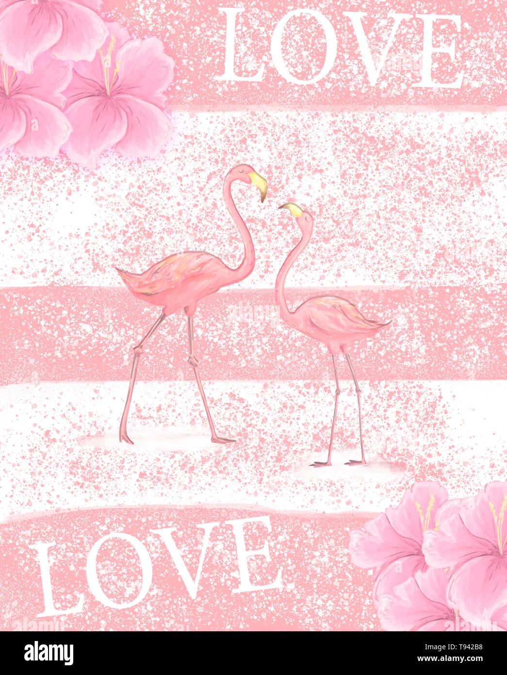 Flamingo wedding invitation, greeting card with pink flamingos ...