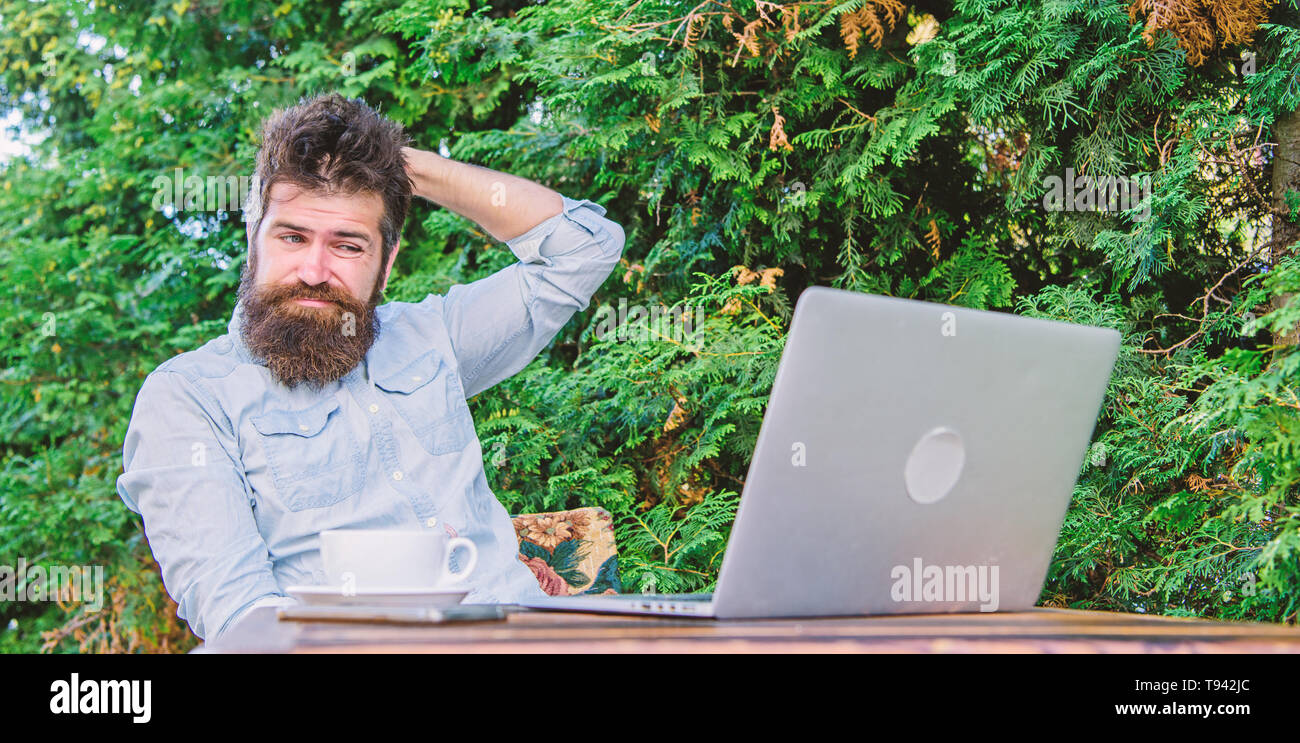 Online mass media worker. Write article for online magazine. Man ...