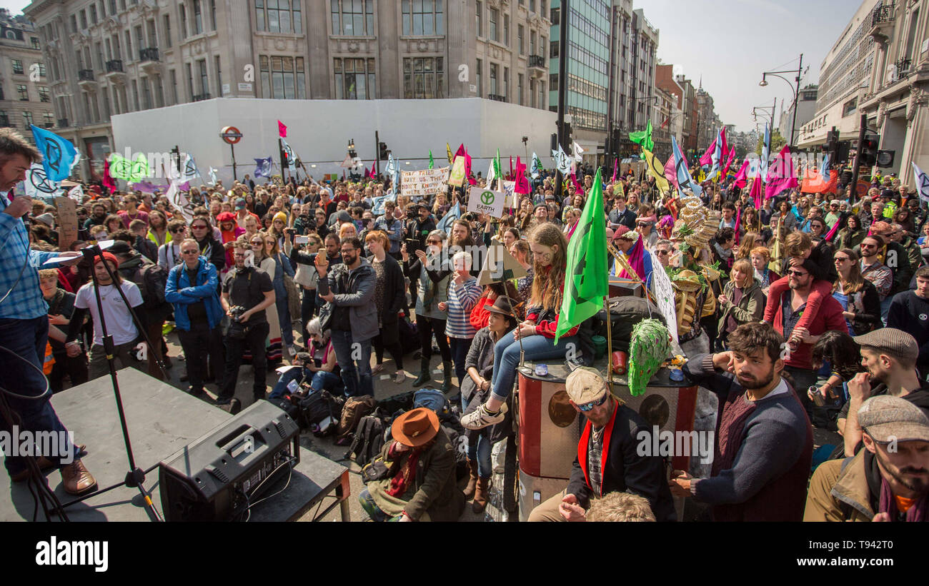 Climate protest group Extinction Rebellion block London’s Oxford Circus ...
