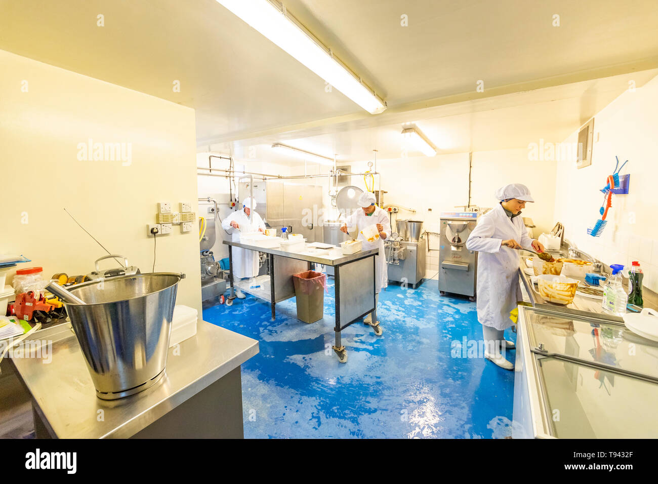 Ice cream making at at Brooke's Wye Valley Dairy Company in the Wye ...
