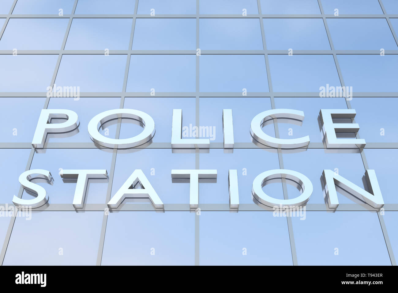 3D illustration of a building with the script POLICE STATION Stock ...