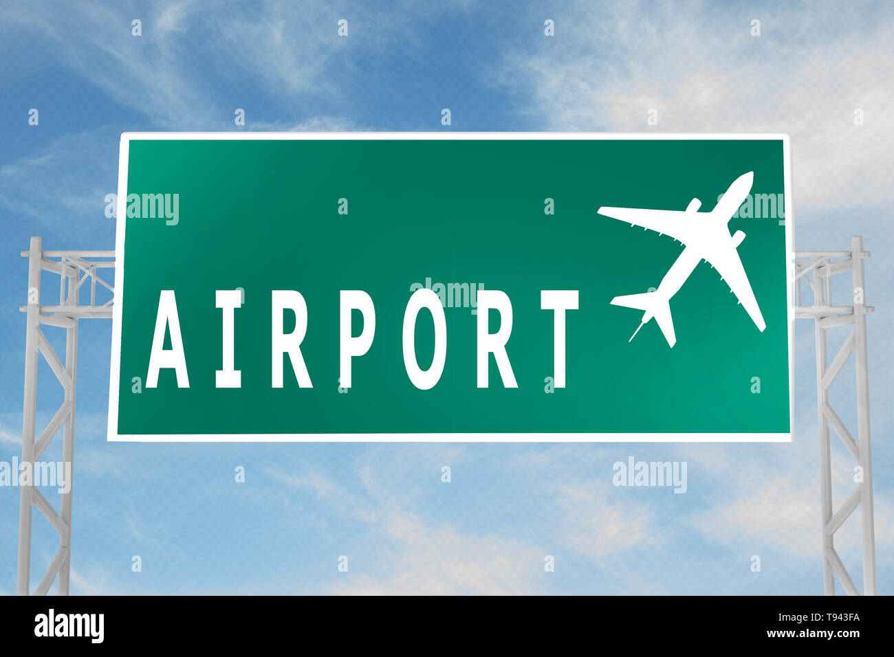 3D illustration of AIRPORT script on road sign Stock Photo - Alamy