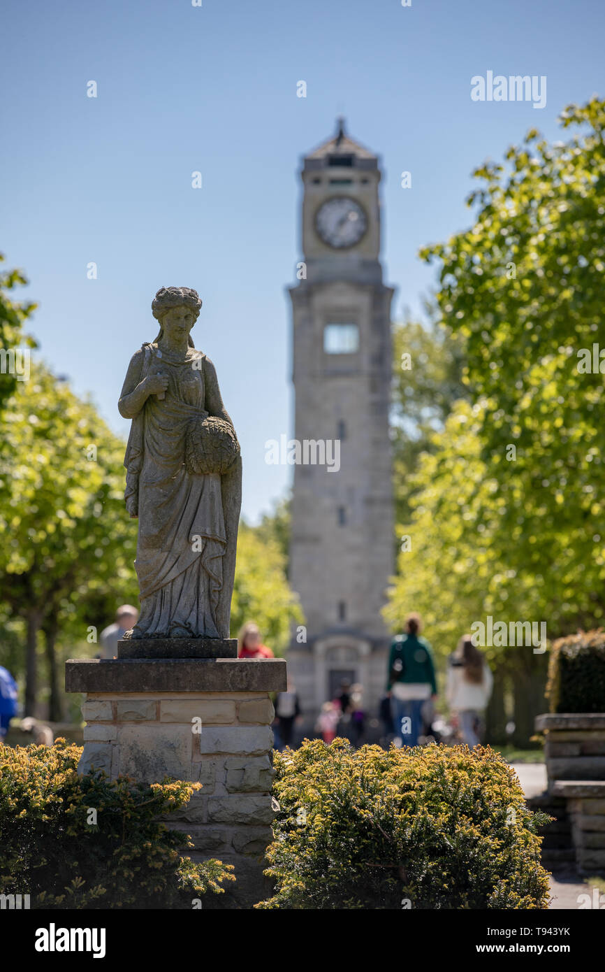 Stanley Park, Blackpool, Lancashire. 12th May 2019. Cocker Clock Tower ...